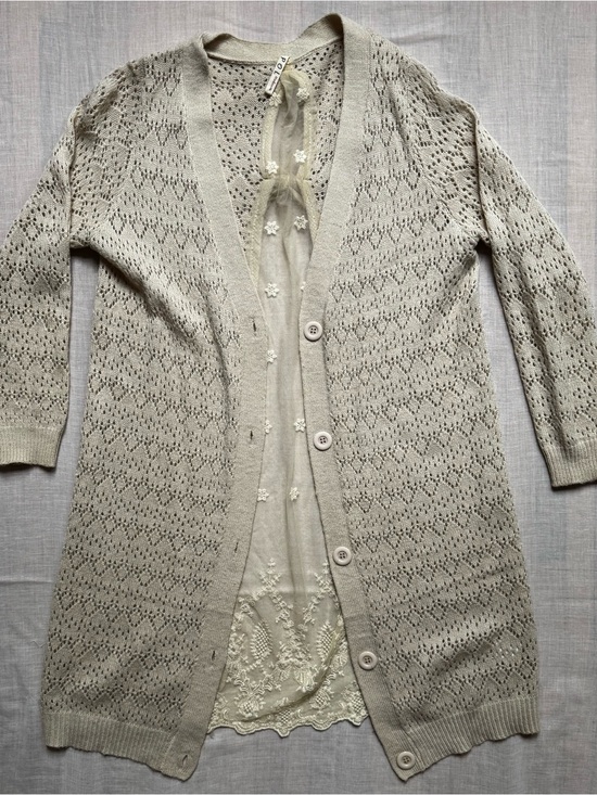 POL | Sweaters | Pol Light Beige Openwork Buttonfront Knit Cardigan ...